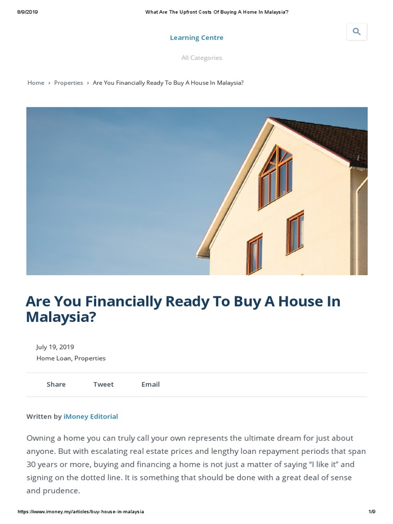 What Are The Upfront Costs of Buying A Home in Malaysia | PDF ...