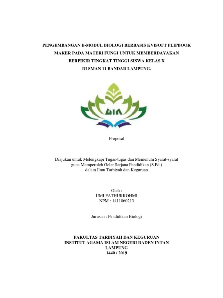 Pengembangan E-Modul Biologi Berbasis Kvisoft Flipbook Maker Pada Materi Fungi Untuk ...