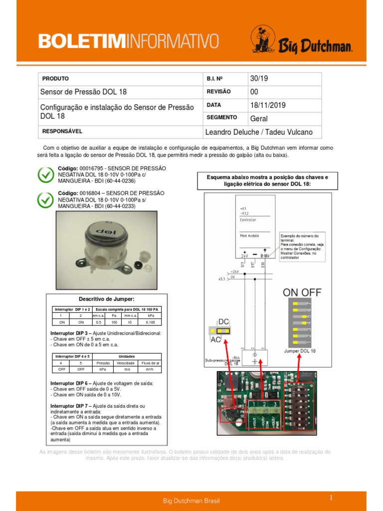 Instalação do Sensor de Pressão DOL 18 | PDF | Pressão | Engenharia ...