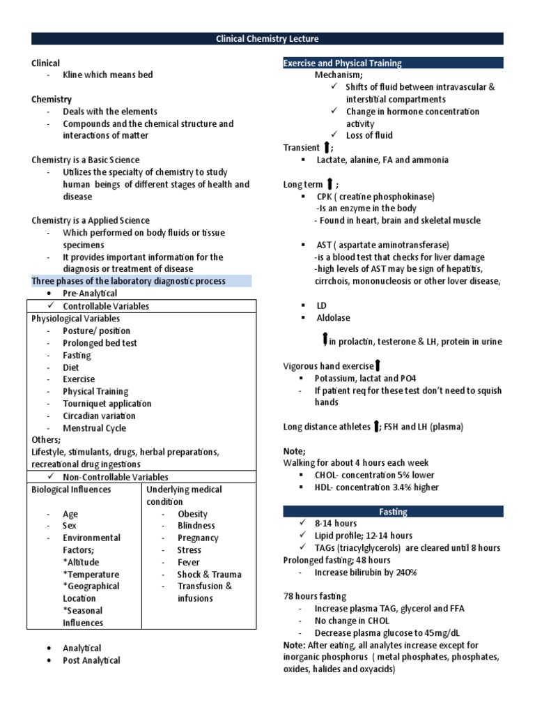 Clinical Chemistry Lecture Kayzardn | PDF | Anemia | High Density ...