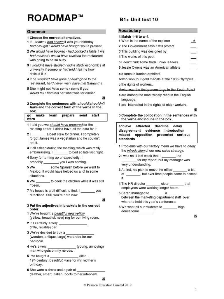 ROADMAP B1 + Unit - Test - 10 - PDF | PDF | Linguistics