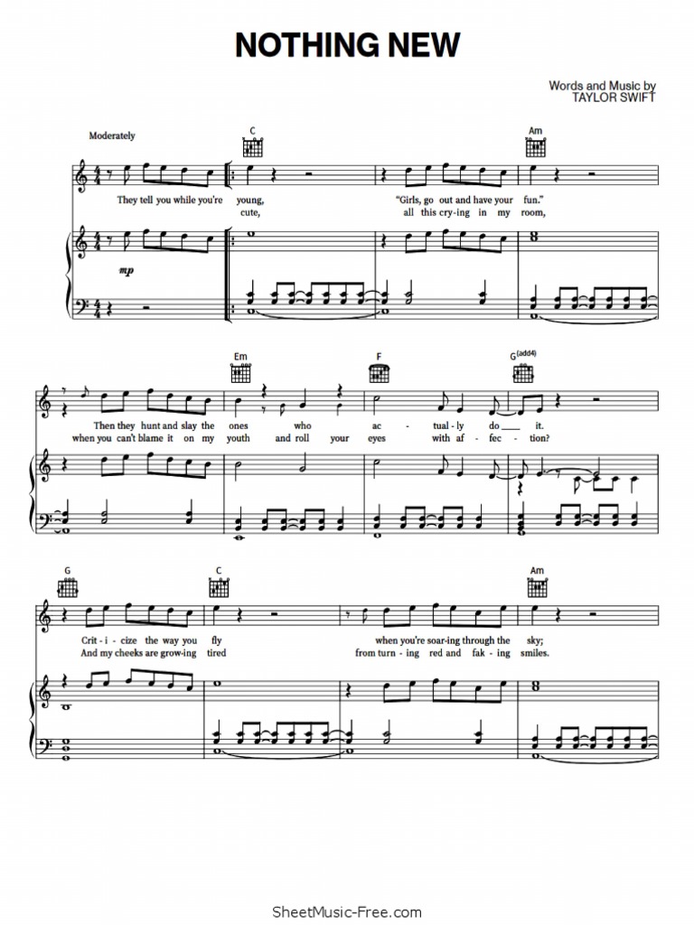 Nothing New Sheet Music Taylor Swift | PDF