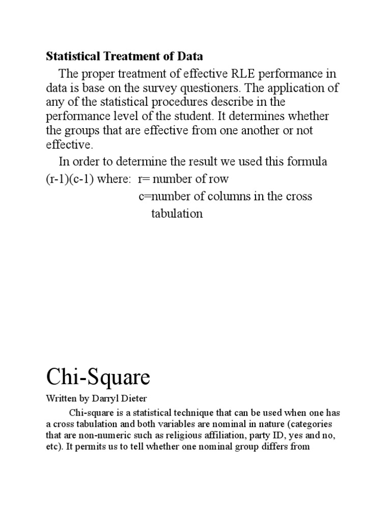 Ststistical Treatment of Data | PDF | Chi Squared Distribution | Statistics