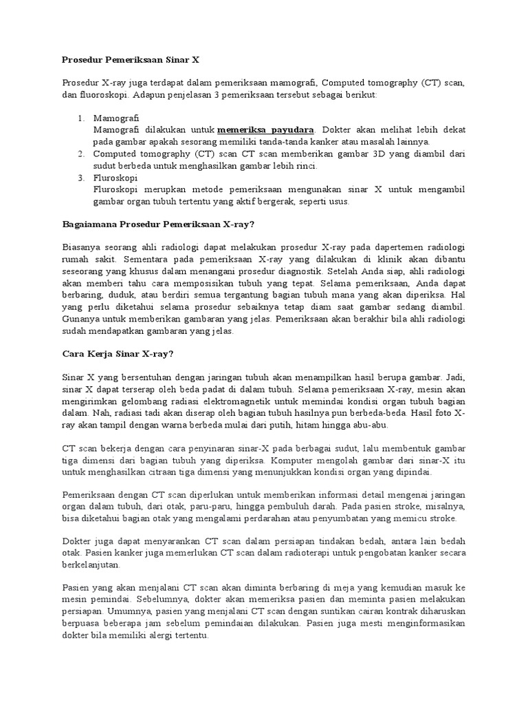 Prosedur Pemeriksaan Sinar X | PDF