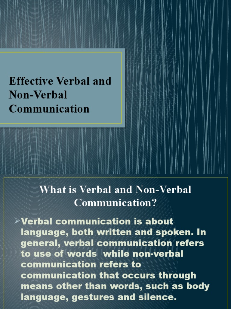 Effective Verbal and Nonverbal Communication | PDF | Nonverbal ...