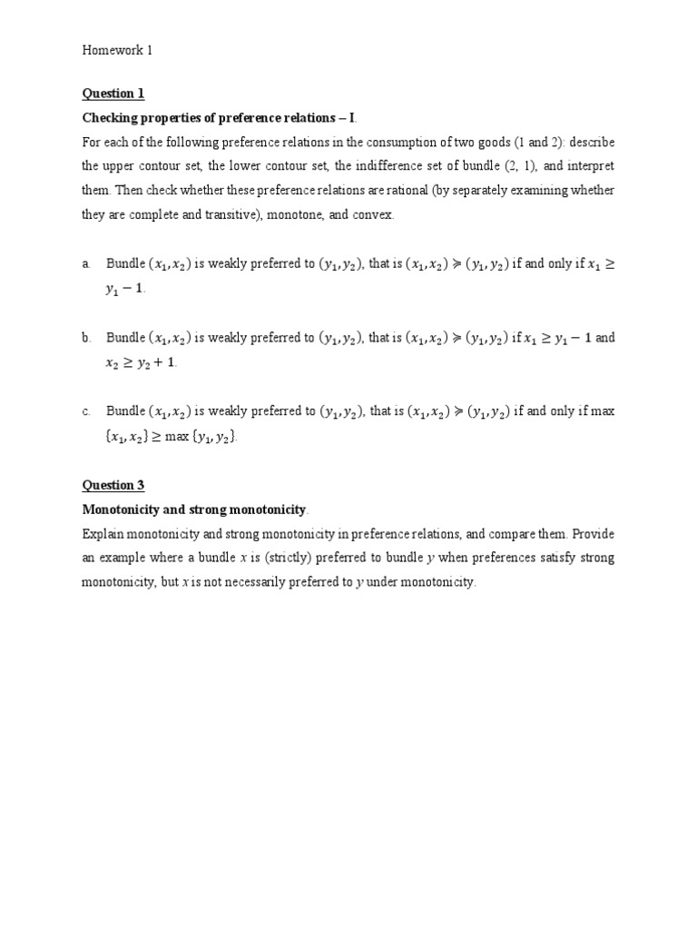 Analyzing Preference Relations in Economics | PDF | Utility ...