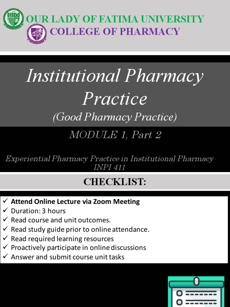 INPI 411 PPT - Module 1, Part 2 | PDF | Pharmacy | Pharmacist