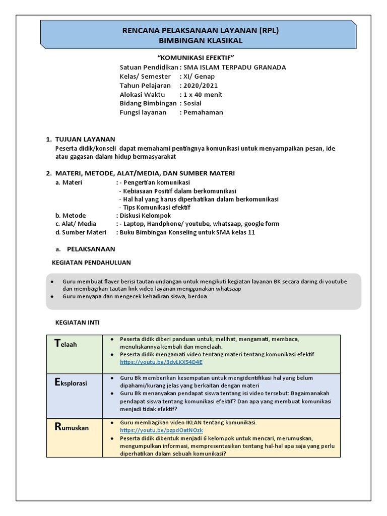 RPP BK Terpadu Xi Genap | PDF