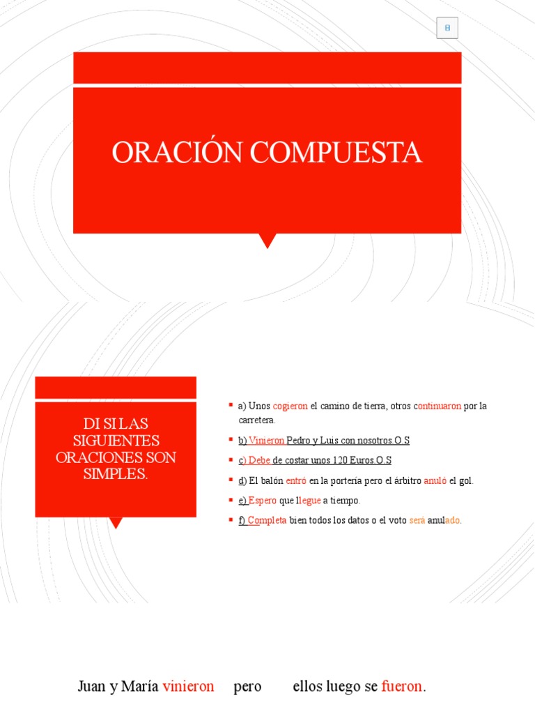 Oración Compuesta Coordinadas | PDF | Oración (Lingüística) | Verbo