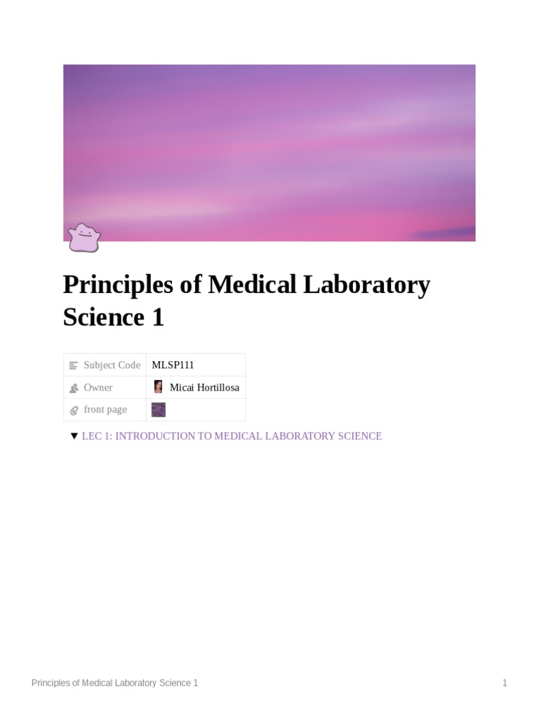 Principles of Medical Laboratory Science 1 | PDF | Medical Laboratory ...