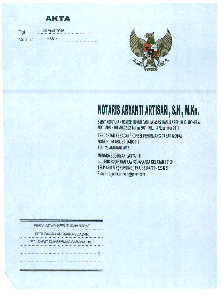PKR Perubahan Anggaran Dasar | PDF