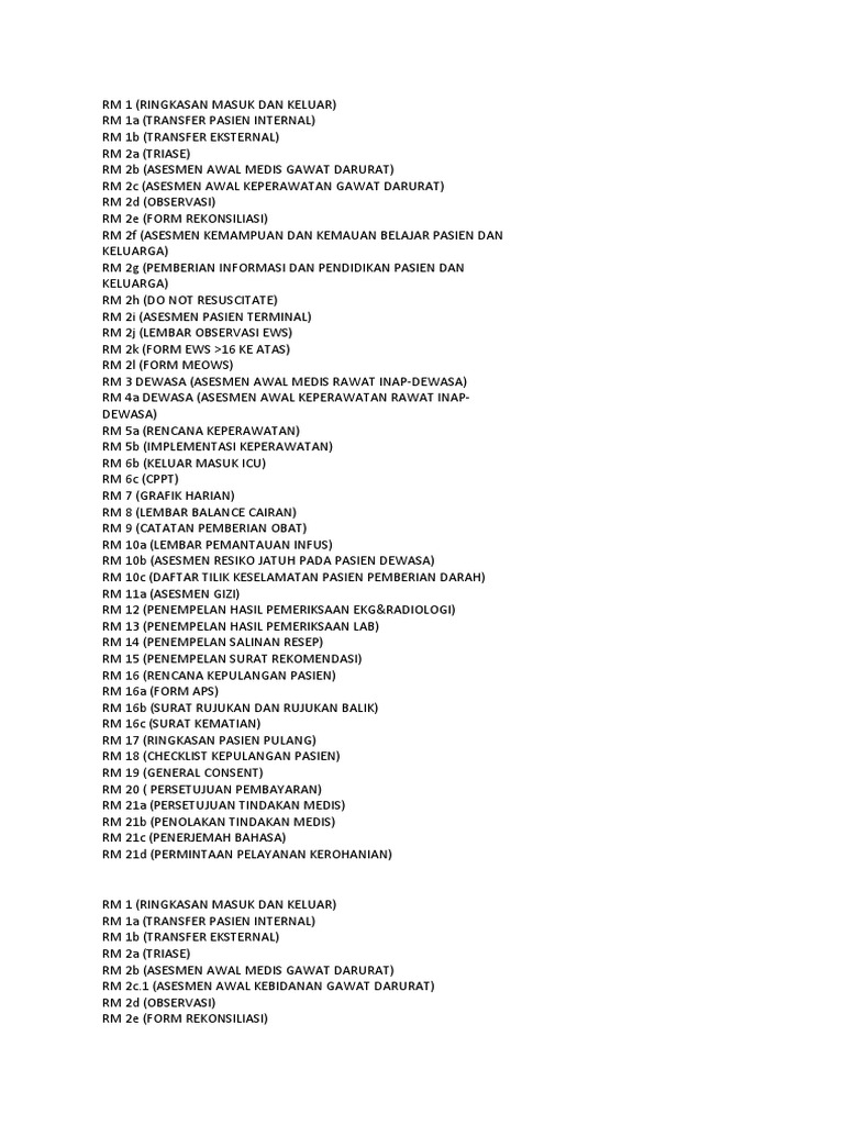 Urutan Rekam Medis | PDF