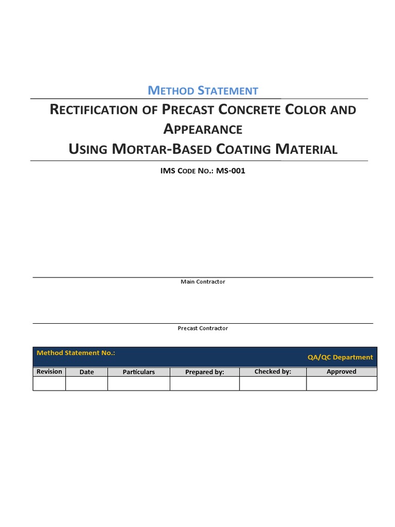 Precast Concrete Color Rectification Method | PDF | Personal Protective ...