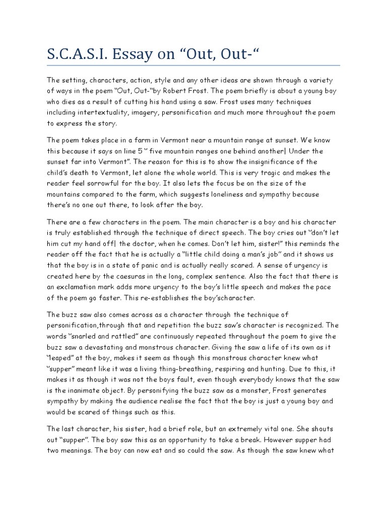 Out Out Scasi Essay Final | PDF | Poetry