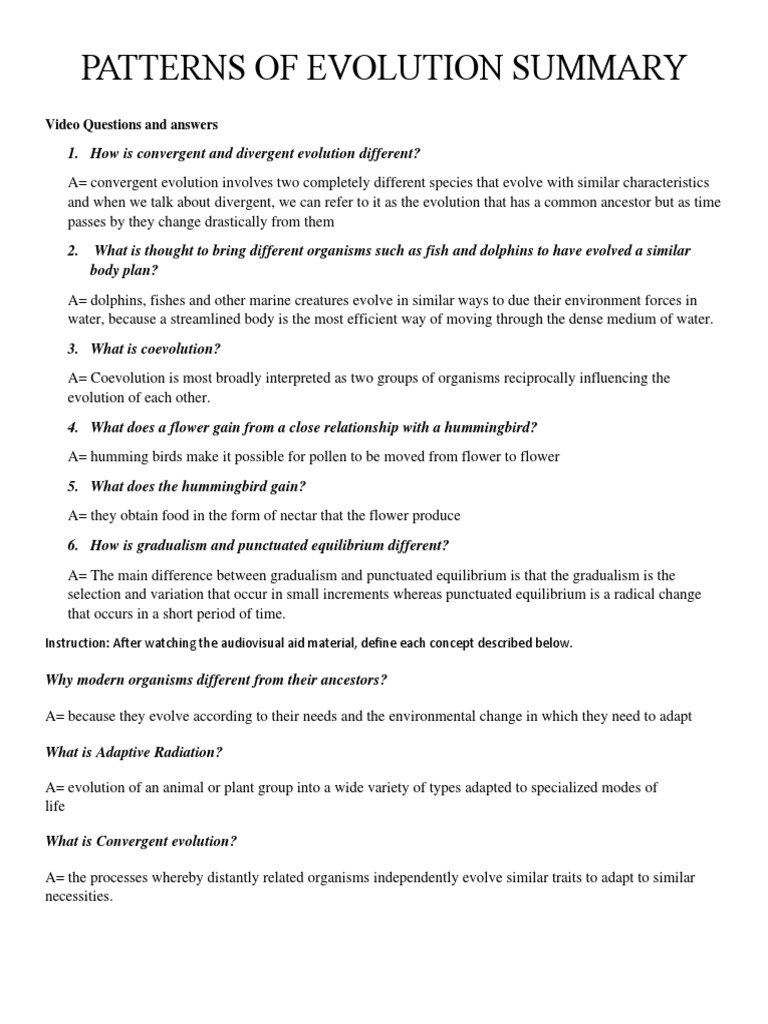 Patterns of Evolution | PDF