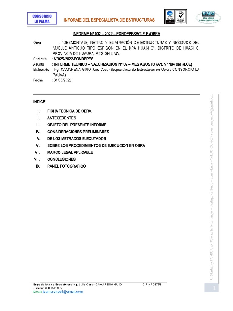 INFORME Nro 02 Valo 02 Agosto 2022 | PDF