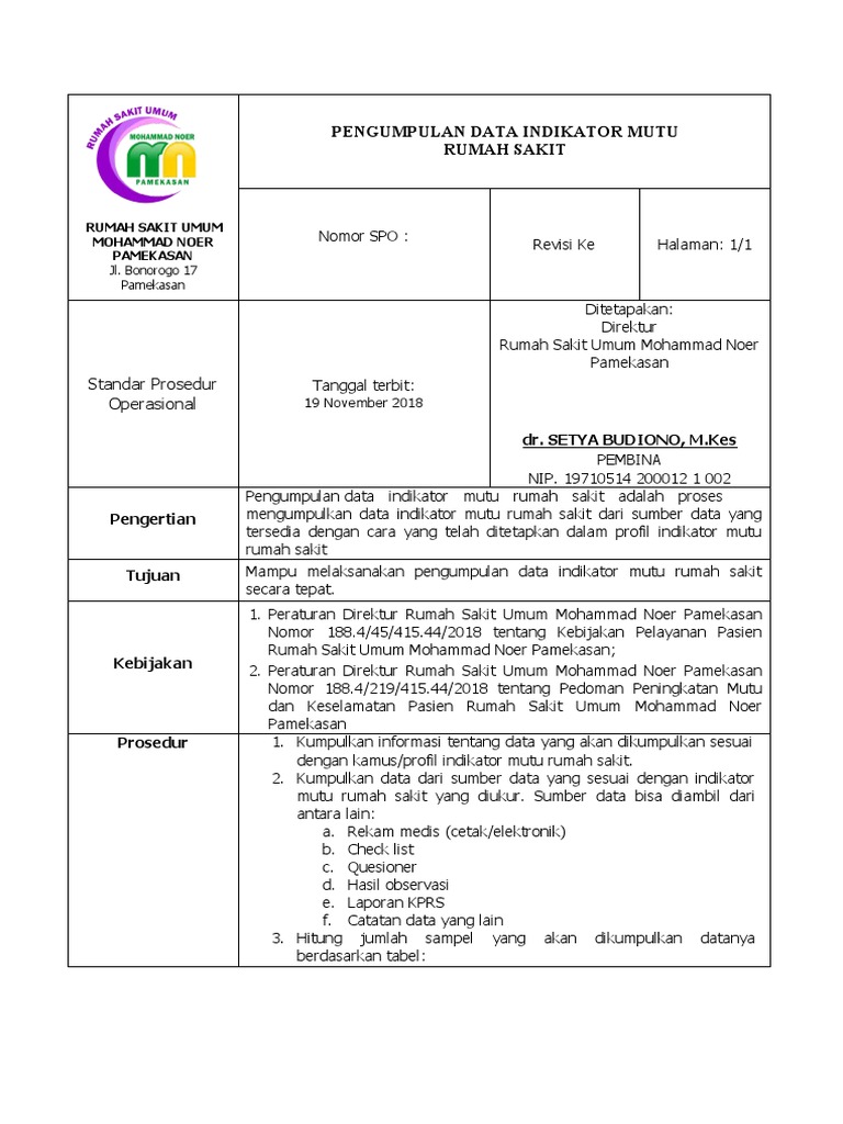 Spo Pengumpulan Data Indikator Mutu | PDF
