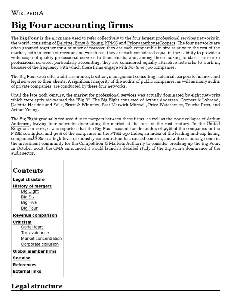 Overview of the Big Four Accounting Firms | PDF | Financial Services ...