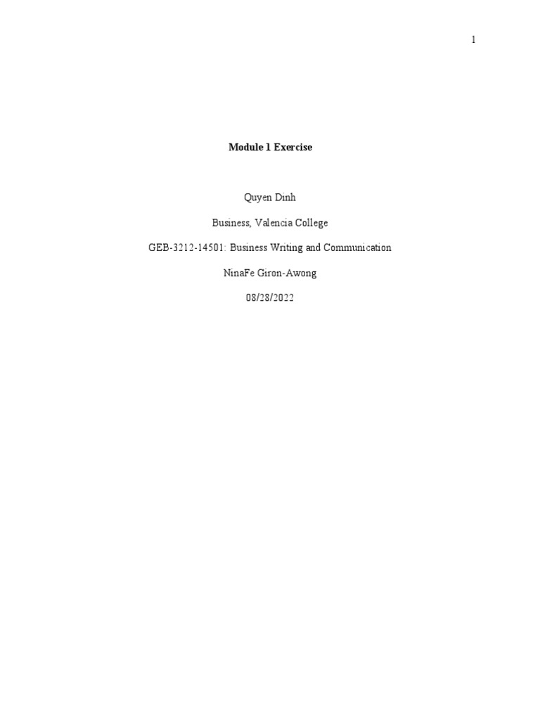 GEB Module 1 Exercise | PDF | Communication | Cognition