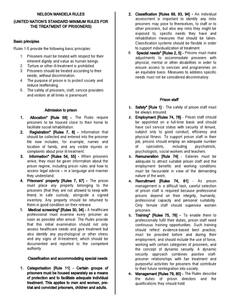 Nelson Mandela Rules | PDF | Prison | Health Care