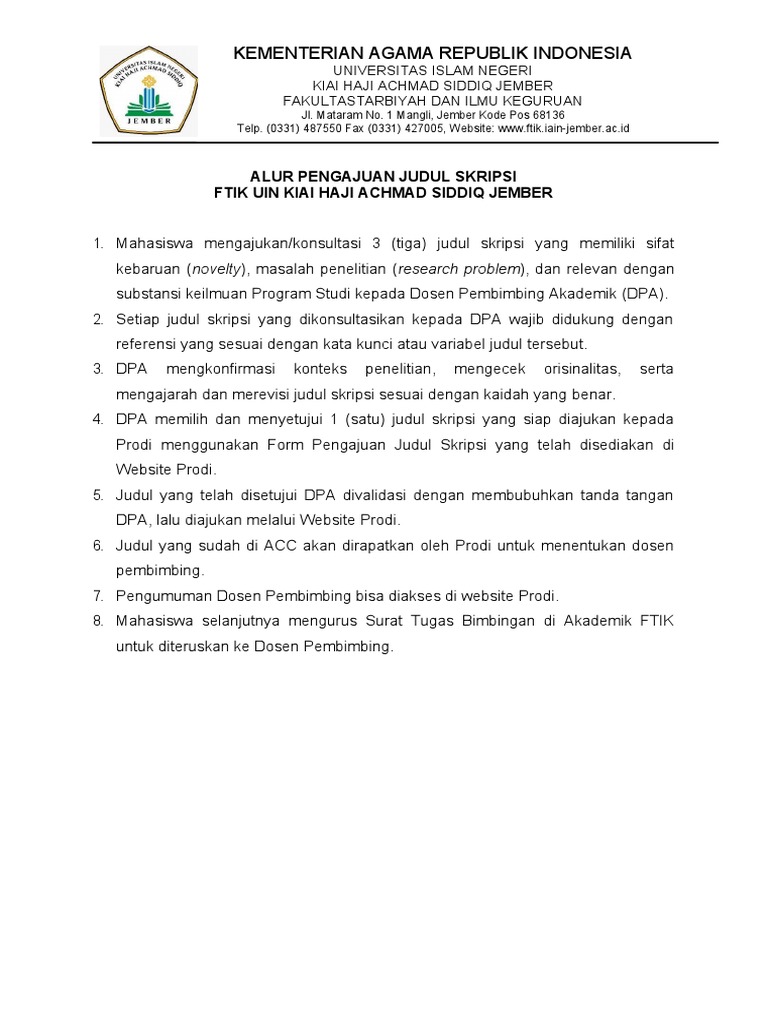 Alur Pengajuan Judul Skripsi Fix | PDF | Karier & Perkembangan