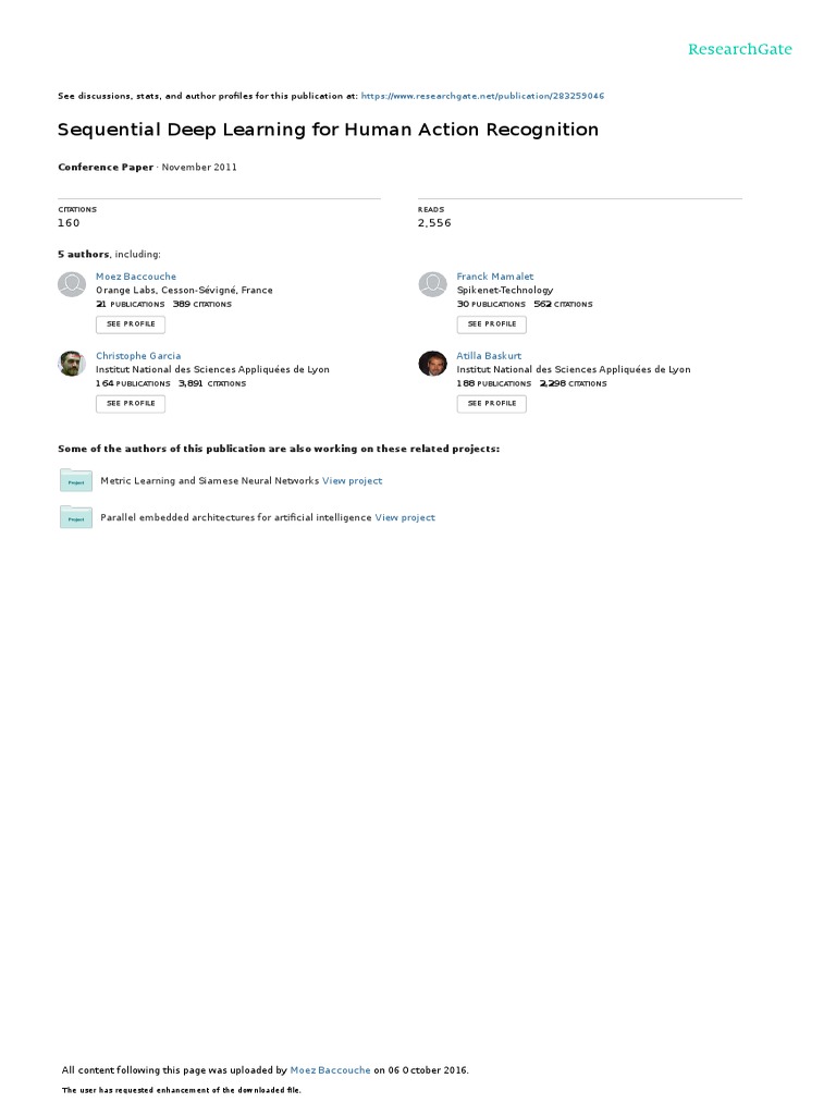 Sequential Deep Learning For Human Action Recognition | Download Free ...