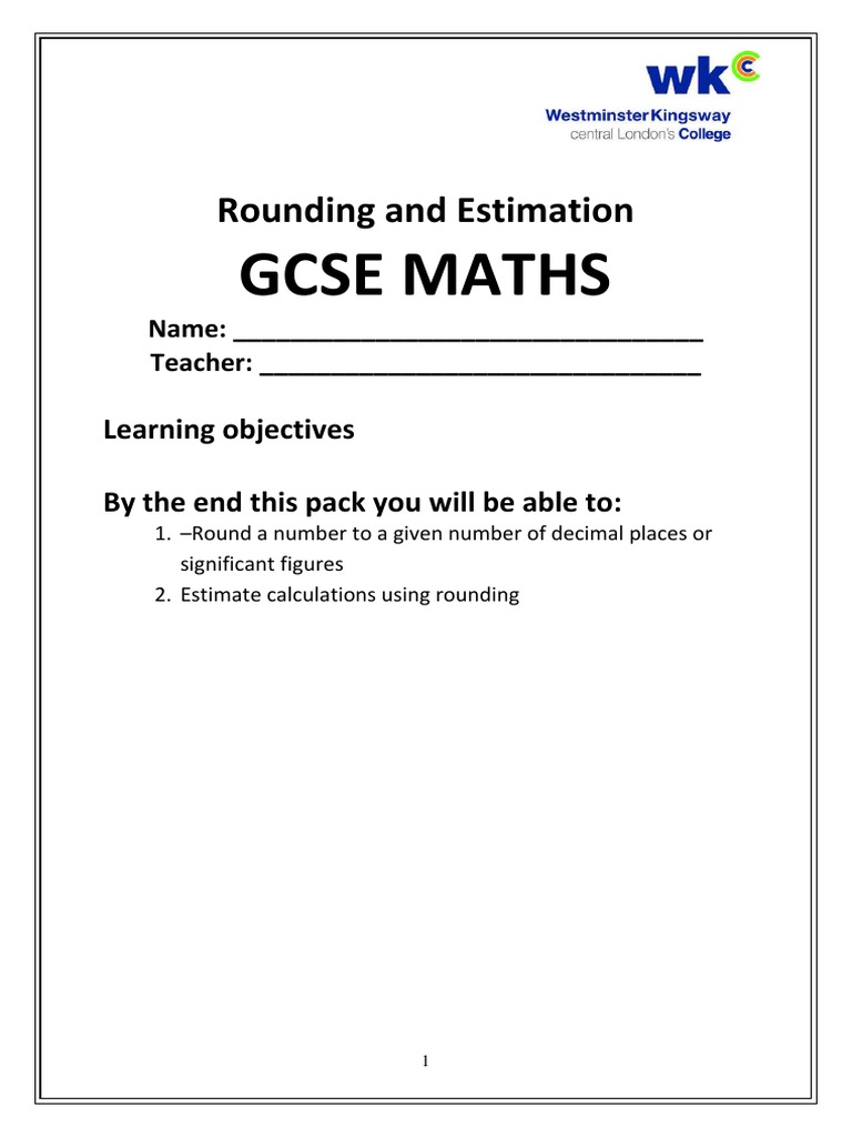 Rounding and Estimation Workpack | PDF | Significant Figures ...