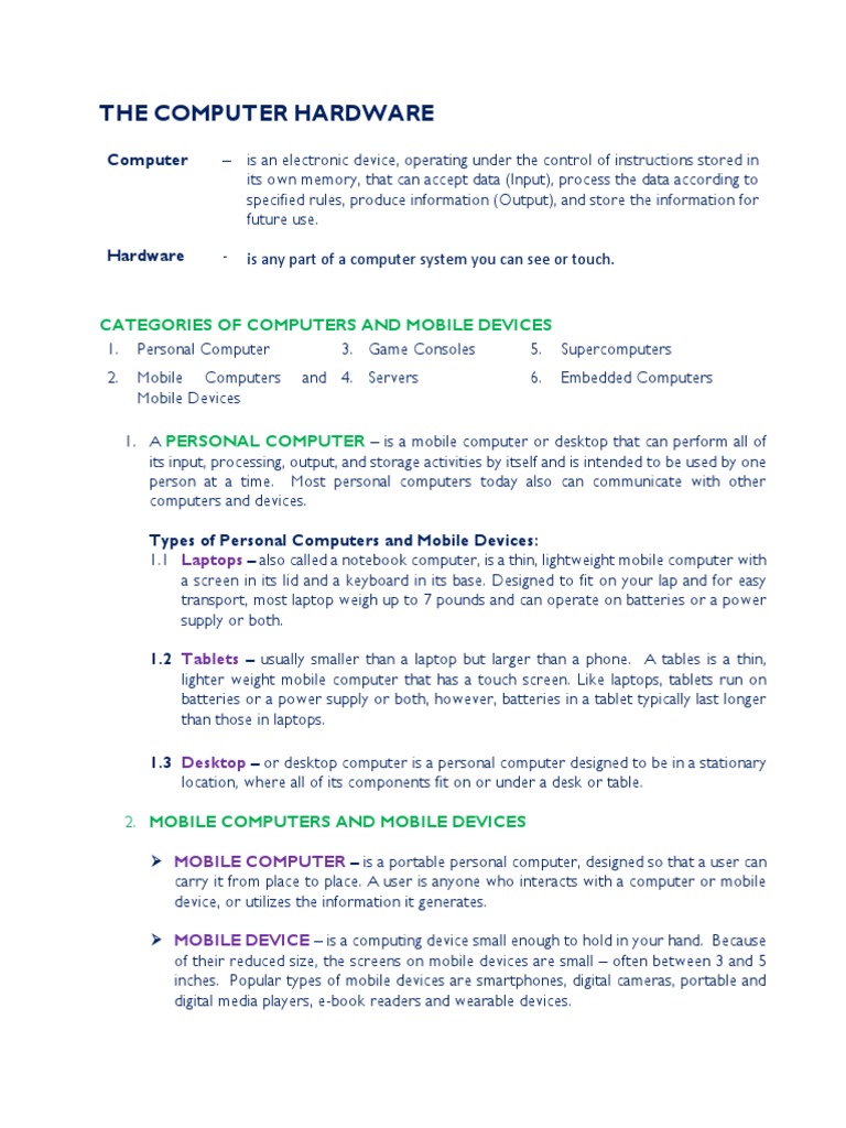 Comp 1 2021-2 Computer Hardware | PDF