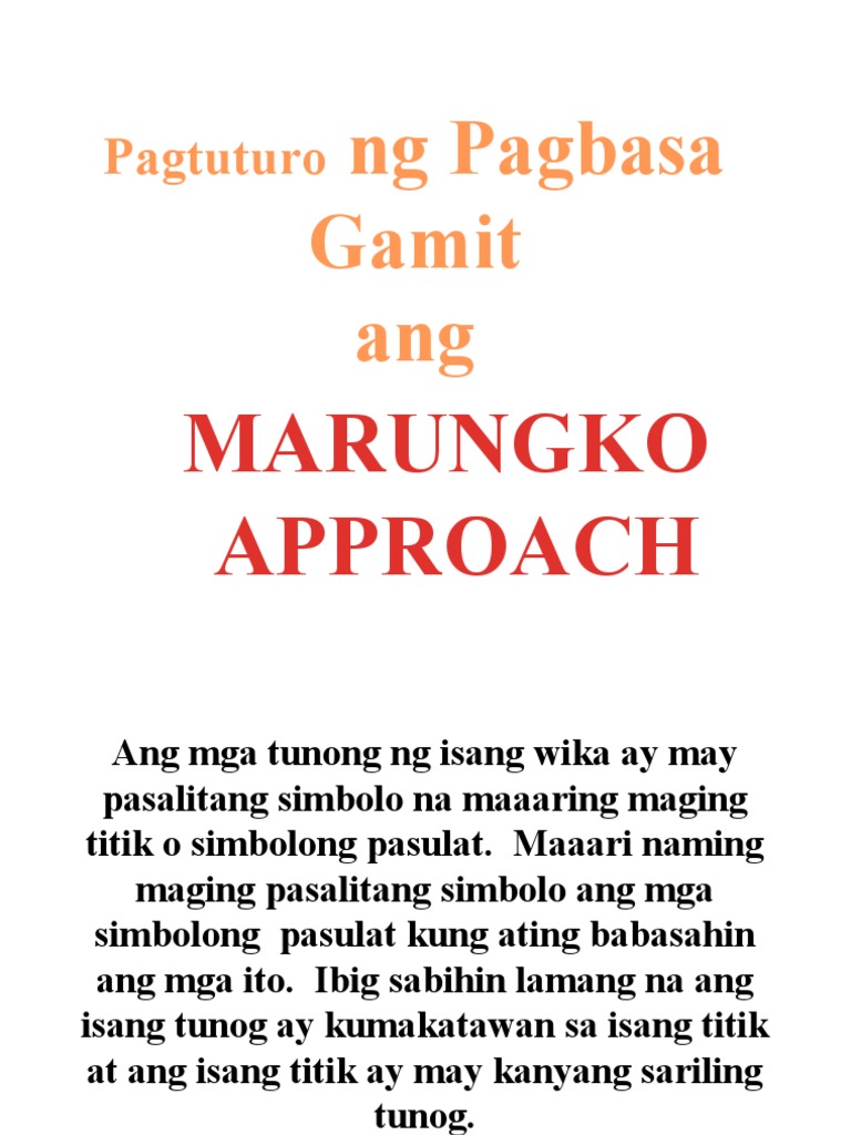Marungko Approach Power Point | PDF