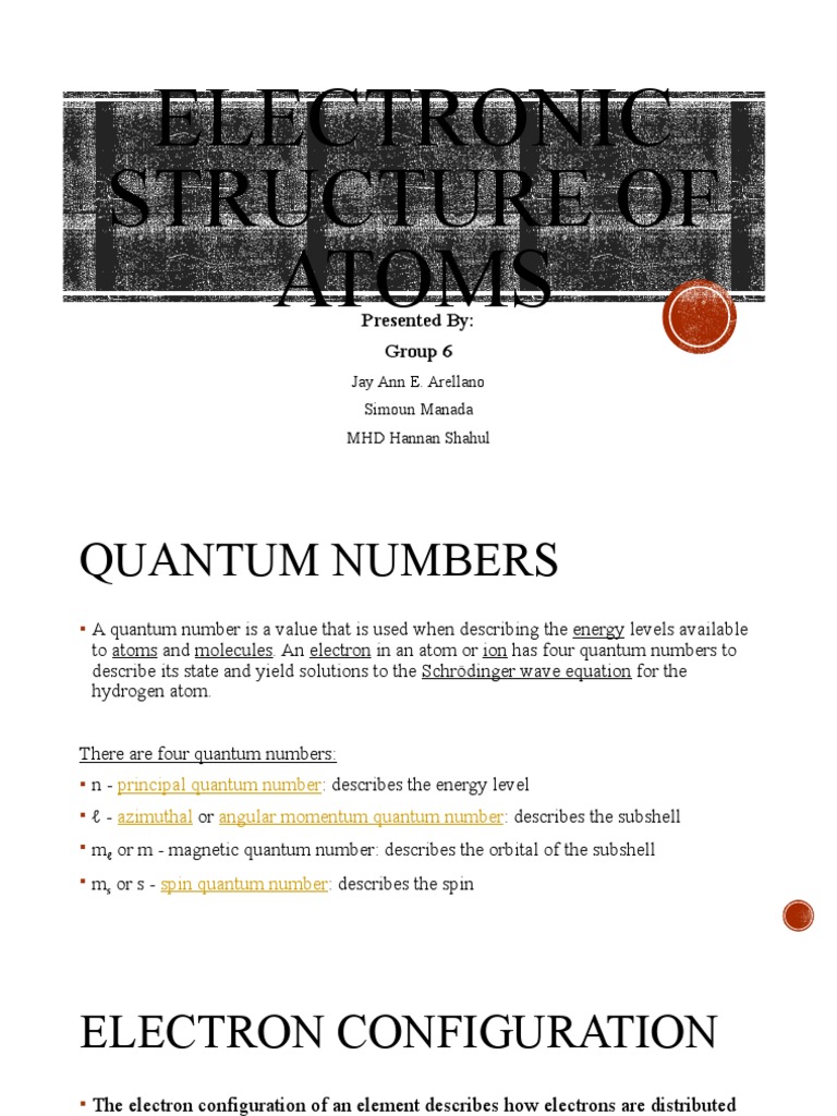 Electronic Structure of Atoms Part 2 | PDF | Electron Configuration ...