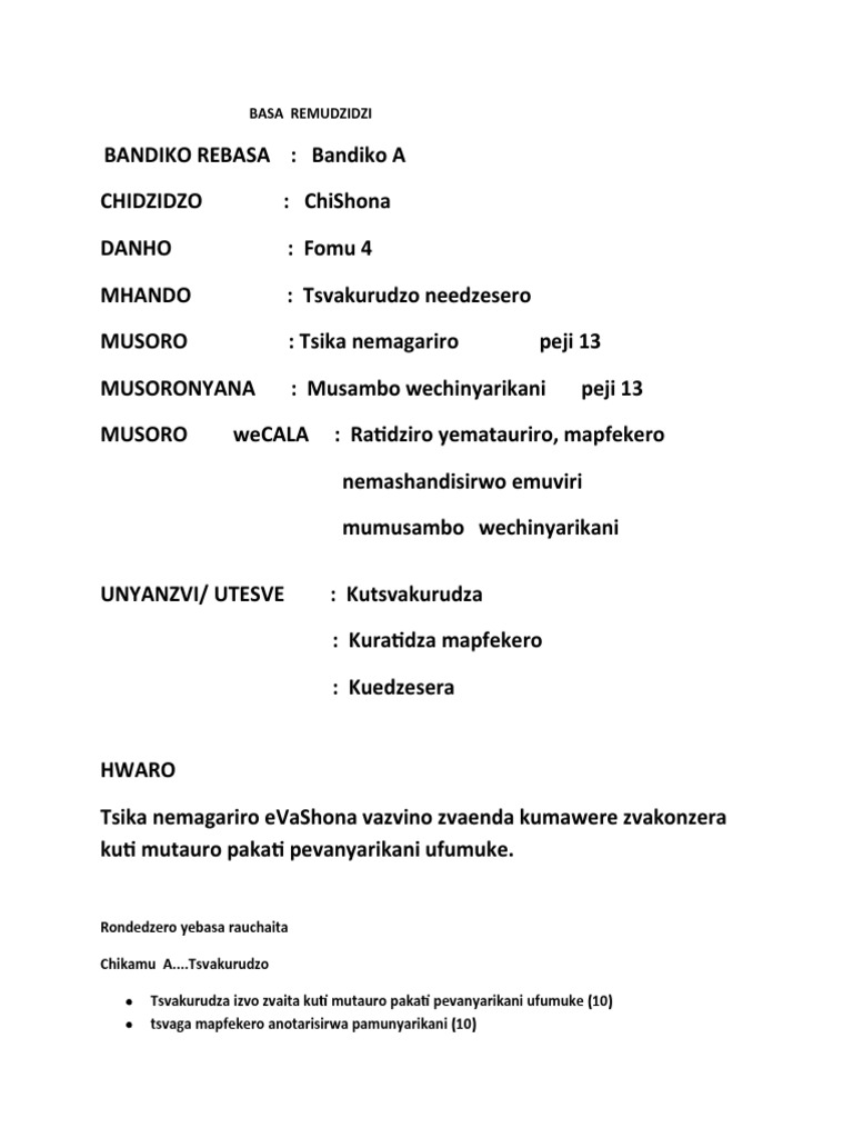 Shona CALA REMUDZIDZI-WPS Office | PDF