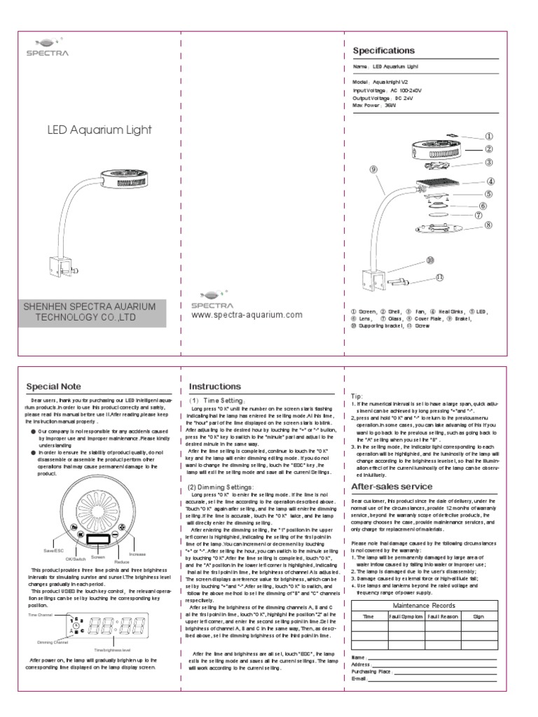 Instruction Sheet Aqua Knight V2 | PDF | Components | Electronic ...