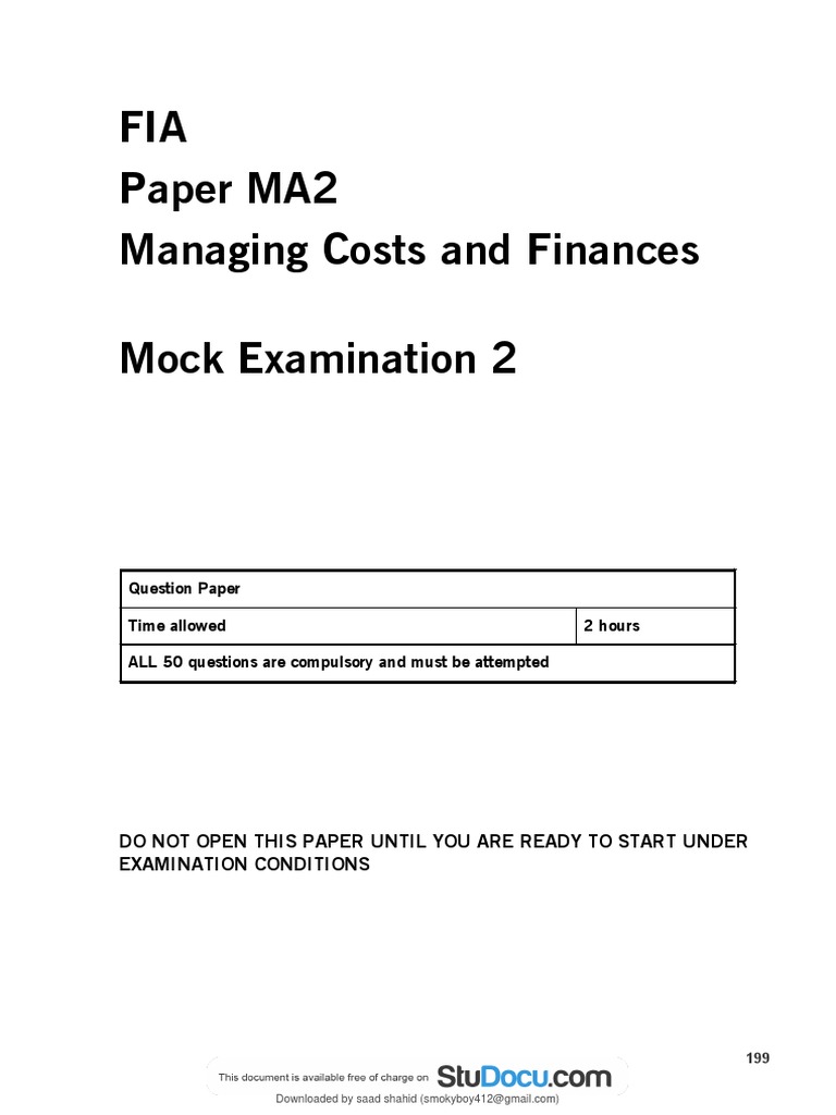 Ma2 Mock Exam | PDF | Financial Accounting | Financial Services Ma2 Mock Exam | PDF | Financial Accounting | Financial Services