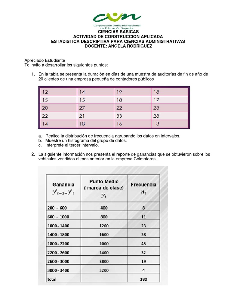 Aca 2 Estadistica Descriptiva para Ciencias Administrativas | PDF