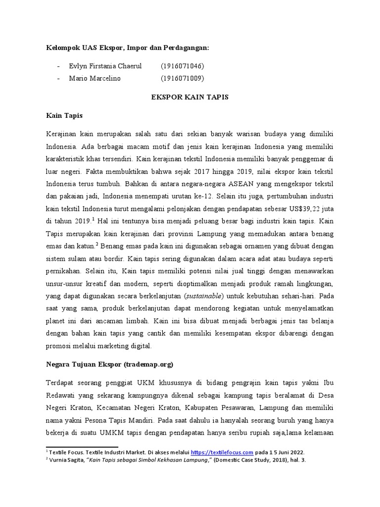 EKSPOR KAIN TAPIS | PDF
