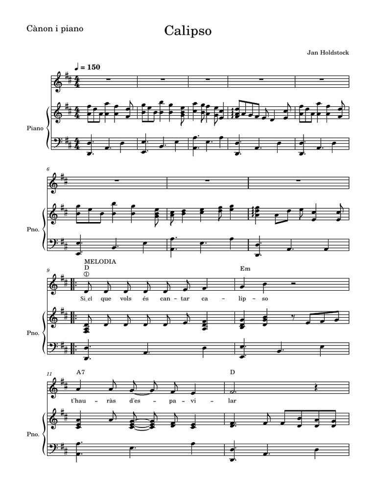 Calipso (Català) - Cànon - I - Piano | PDF