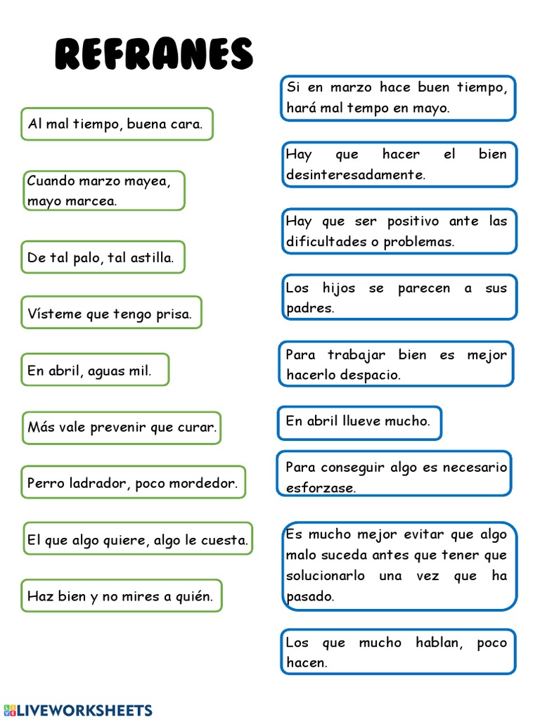 Refranes Populares y sus Significados | PDF | Amor