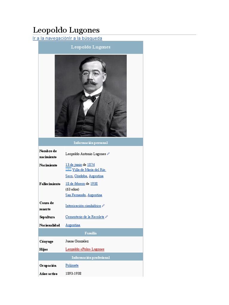 Biografía de Leopoldo Lugones | PDF | Ficción general