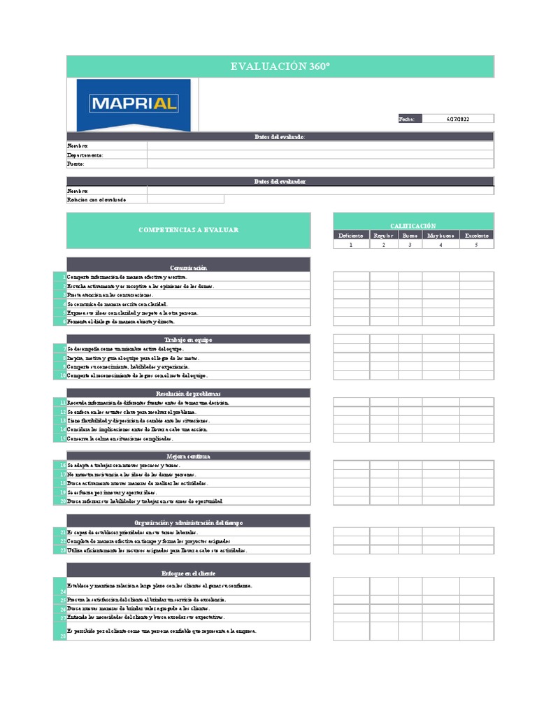 Plantilla Evaluación 360 Grados Gratis | PDF | Business | Cliente