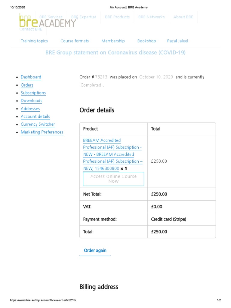 BREEAM Membership Purchase Receipt | PDF | Service Industries | Business