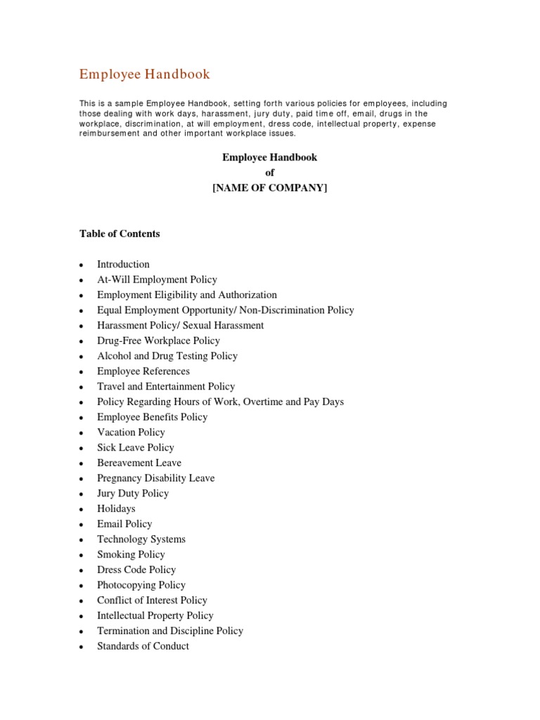 Employee Handbook | PDF | Employment | At Will Employment