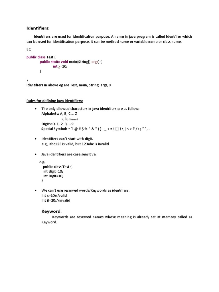 Identifiers Datatype Keywords Pdf Reserved Word Data Type
