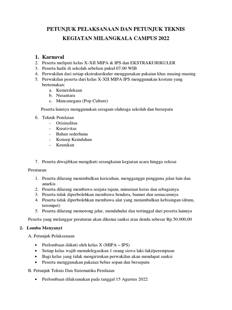 Petunjuk Pelaksanaan Dan Teknis Kegiatan Milangkala CAMPUS 5 2022 B | PDF Petunjuk Pelaksanaan Dan Teknis Kegiatan Milangkala CAMPUS 5 2022 B | PDF