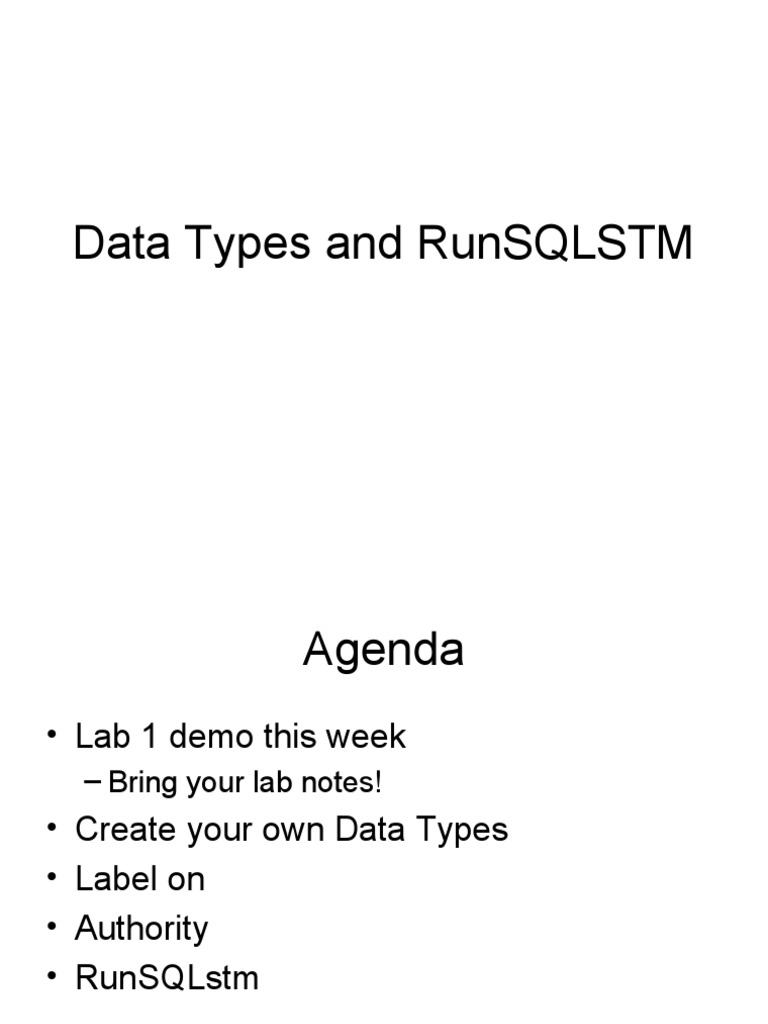 Data Types and Runsqlstm | PDF | Sql | Data Type