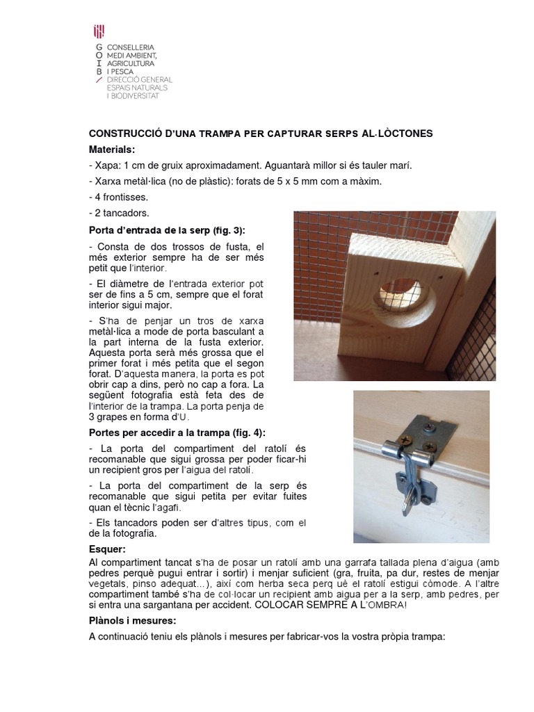 Instruccions Fabricacio Gabies Serps Alloctones | PDF
