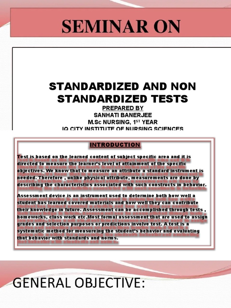 Standardized and Non Standardized Test | PDF