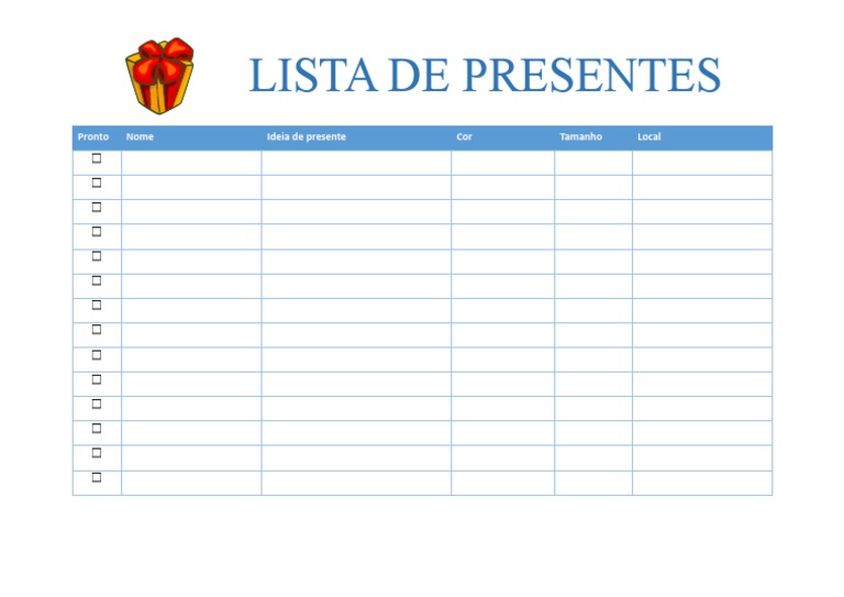 Lista de Presentes - Modelo | PDF