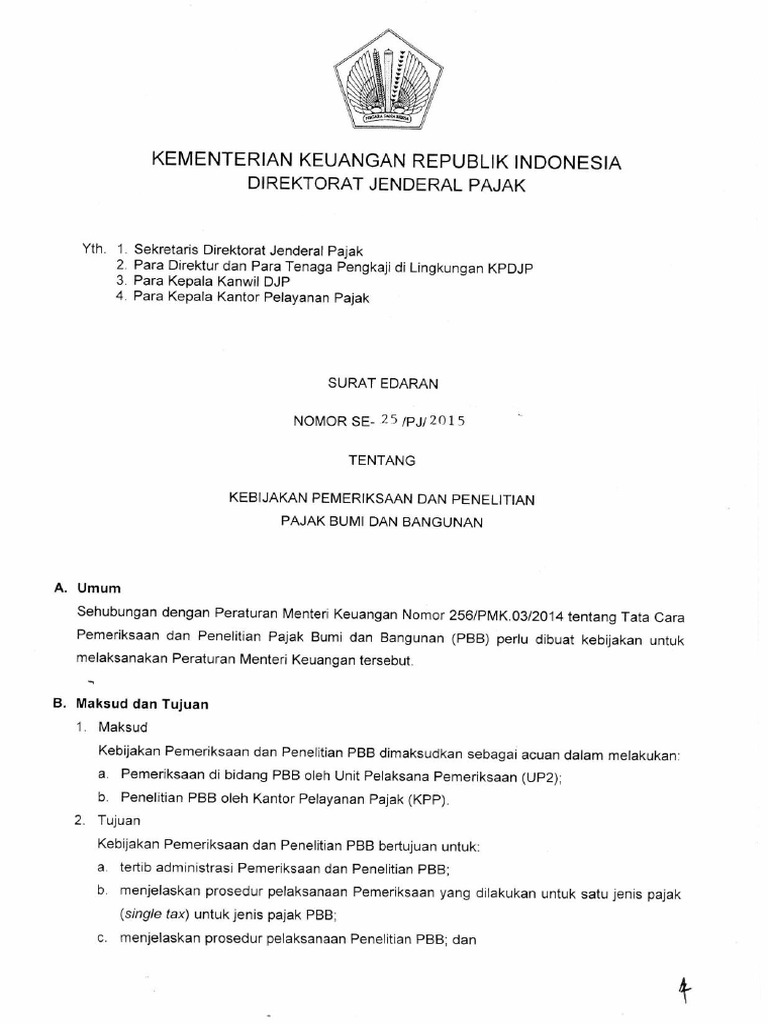 SE-25 PJ 2015 Kebijakan Pemeriksaan Dan Penelitian PBB - Compressed - Opt | PDF