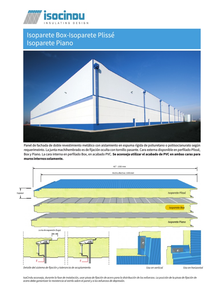 Ficha Tecnica Panel Muro Isoparte ISOCINDU | PDF