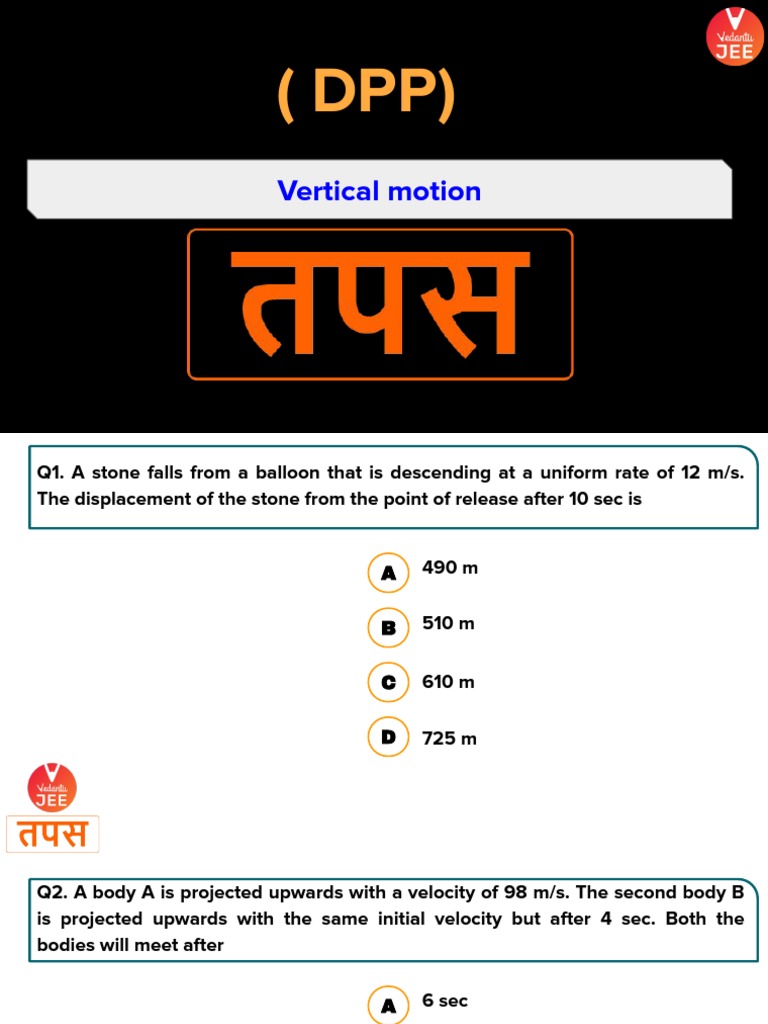 Vertical Motion Physics Problems | PDF | Mass | Acceleration